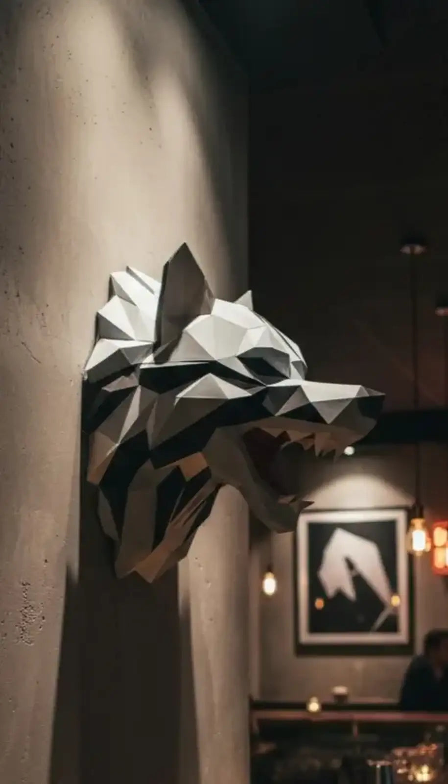 Origami papercraft Loup – Tête murale 3D sauvage à monter – Paper In Events